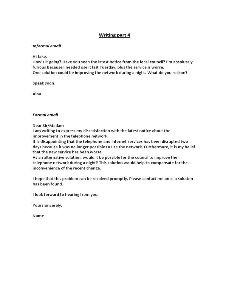 Writing Part 4: Informal Email | PDF | Technology & Engineering