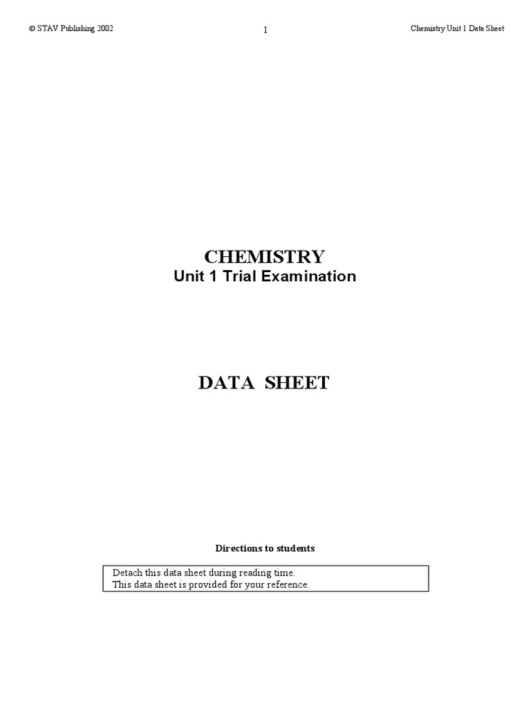 Chemistry Unit Data Sheet | PDF | Sulfate | Sodium
