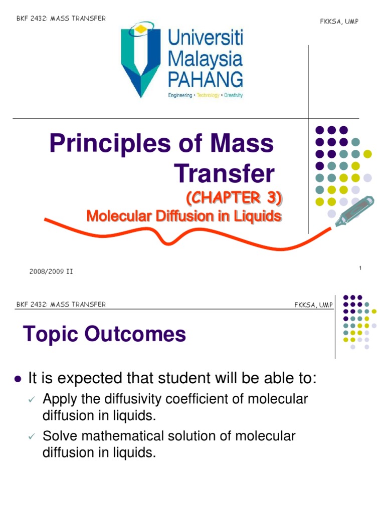 Chapter 3 Molecular Diffusion in Liquid | PDF | Solution | Molecules