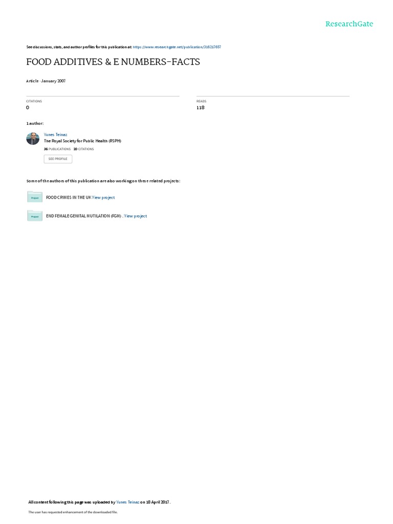 Food Additives e Numbers Facts | PDF | Foods | Flavor