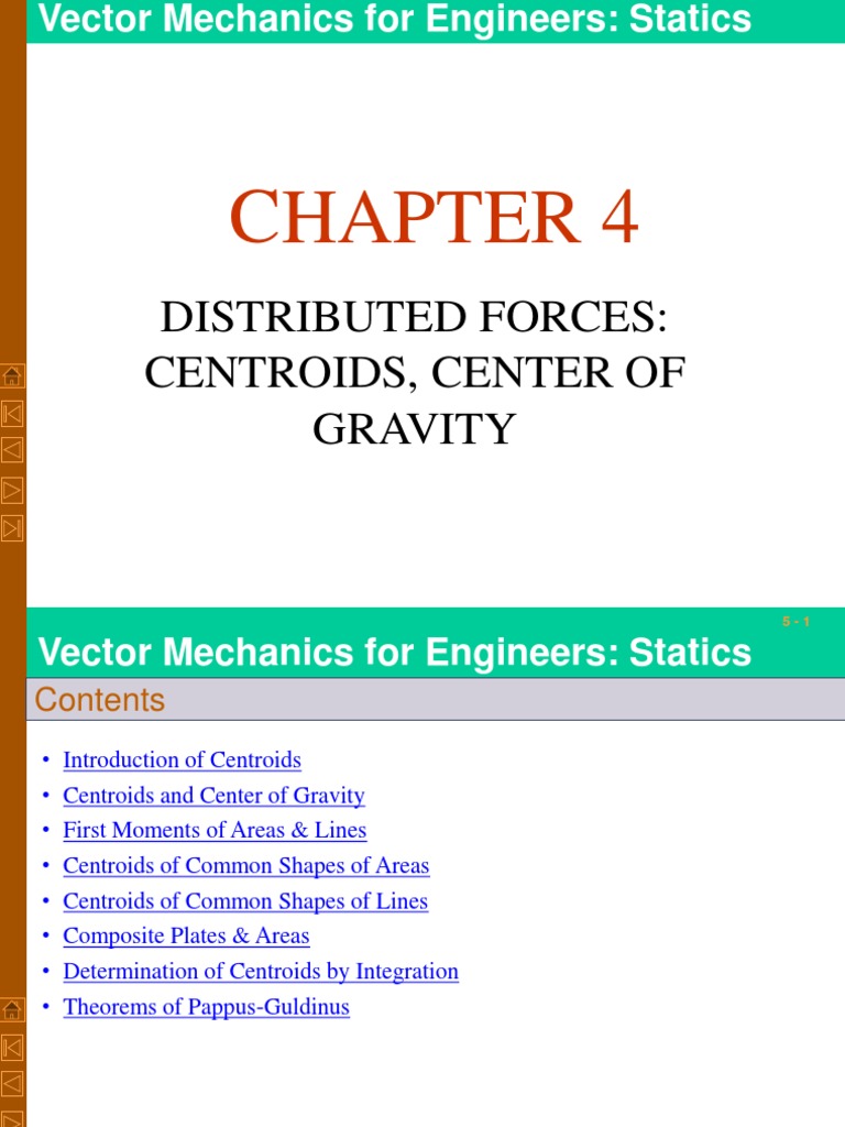 Chapter 4 - Distributed Forces - Centroids, Center of Gravity | PDF | Center Of Mass | Gravity