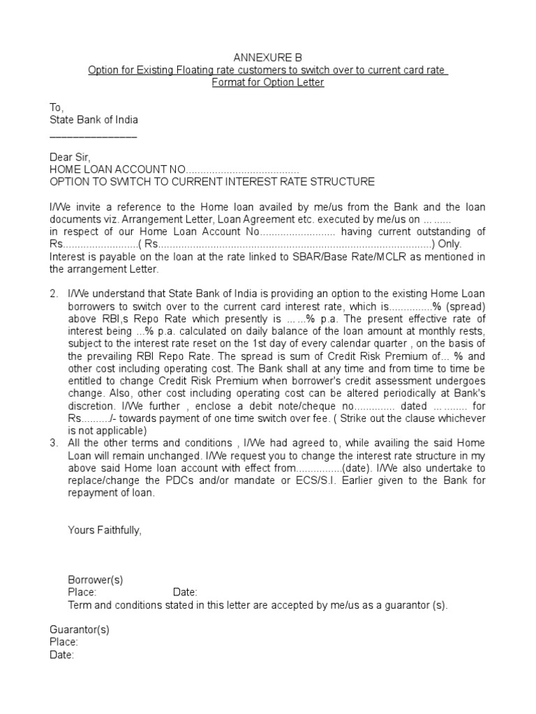 Eblr Switch Over Format | PDF | Interest | Loans