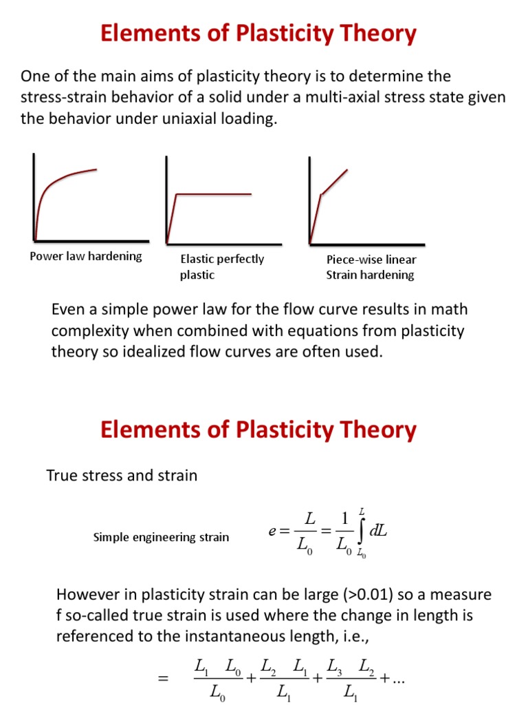 Lecture 5 - Elements of Plasticity Theory | PDF | Deformation ...