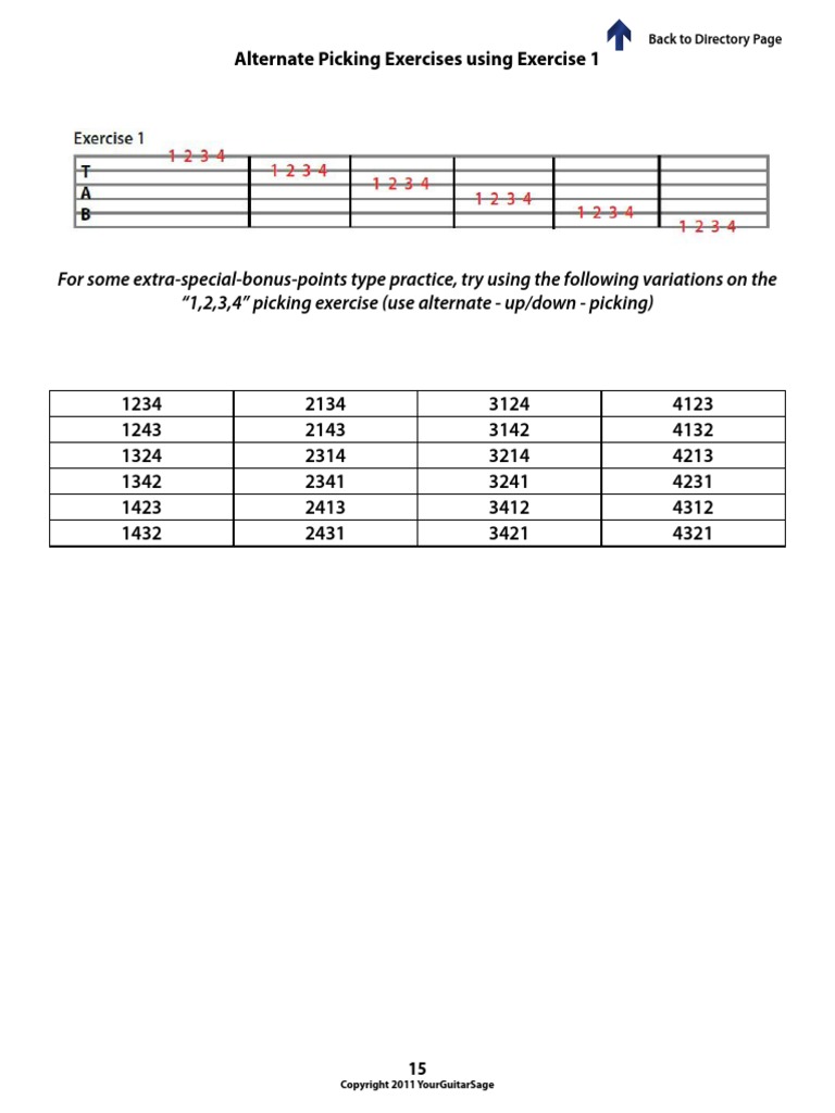 15 Alternate Picking Exercises Using Exercise 1 PDF | PDF