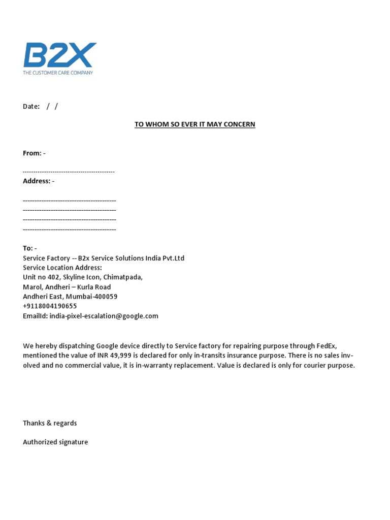 Google device repair dispatch letter | PDF