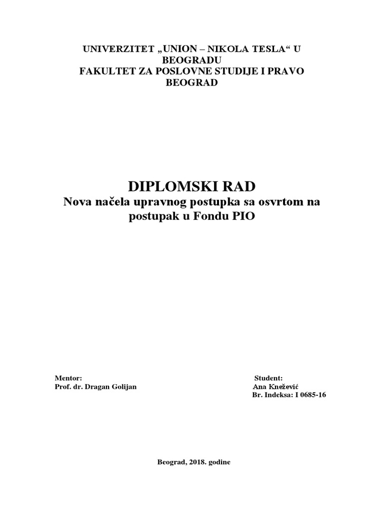 Diplomski - Načela Upravnog Postupka | PDF