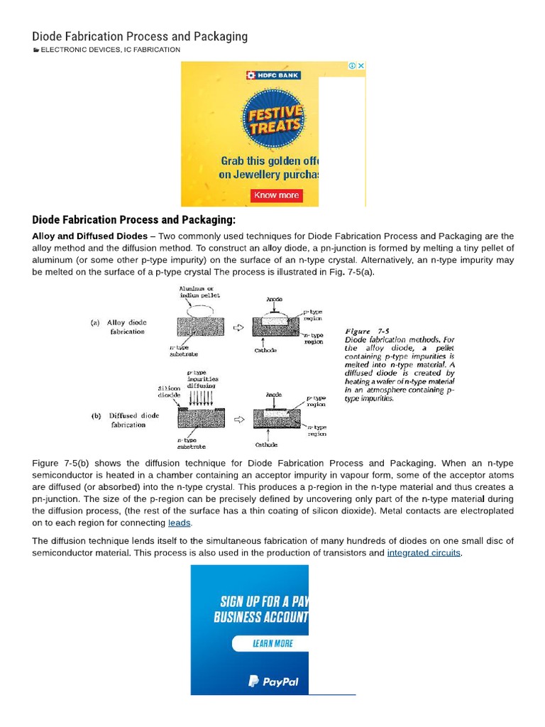 Diode Fabrication | PDF