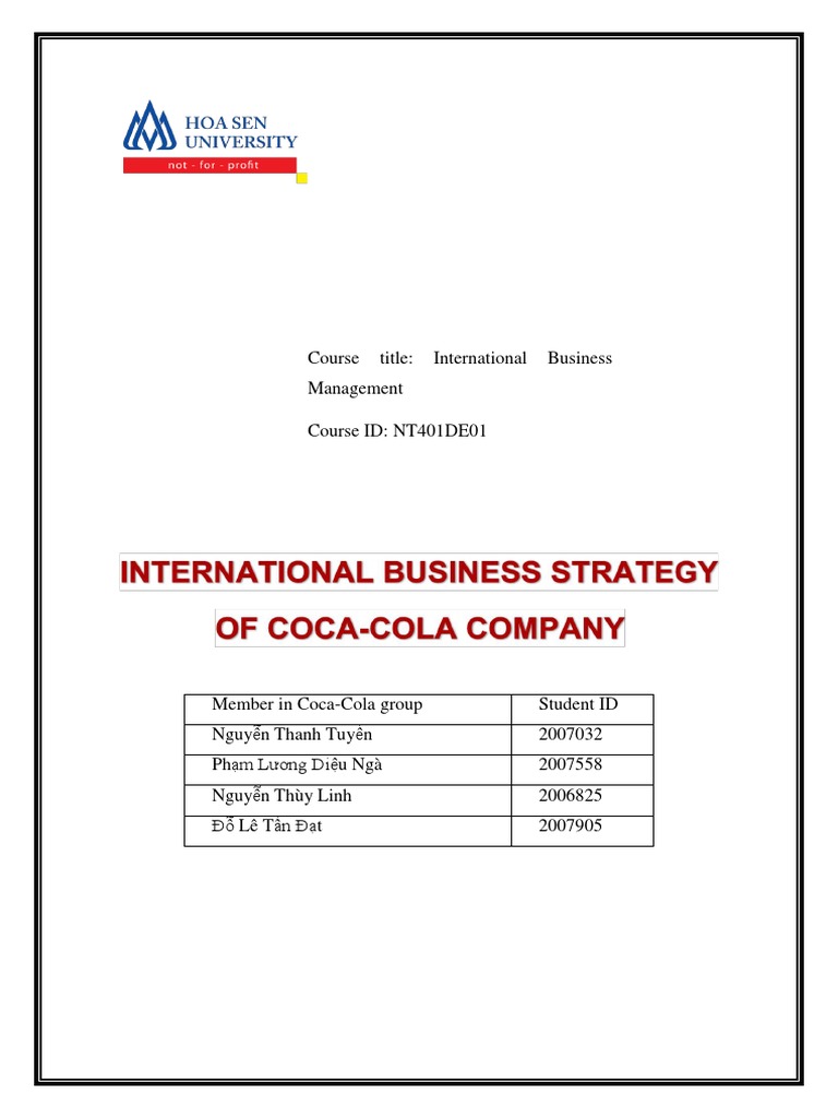 Coca-Cola Business Analysis Report | PDF | Coca Cola | The Coca Cola ...