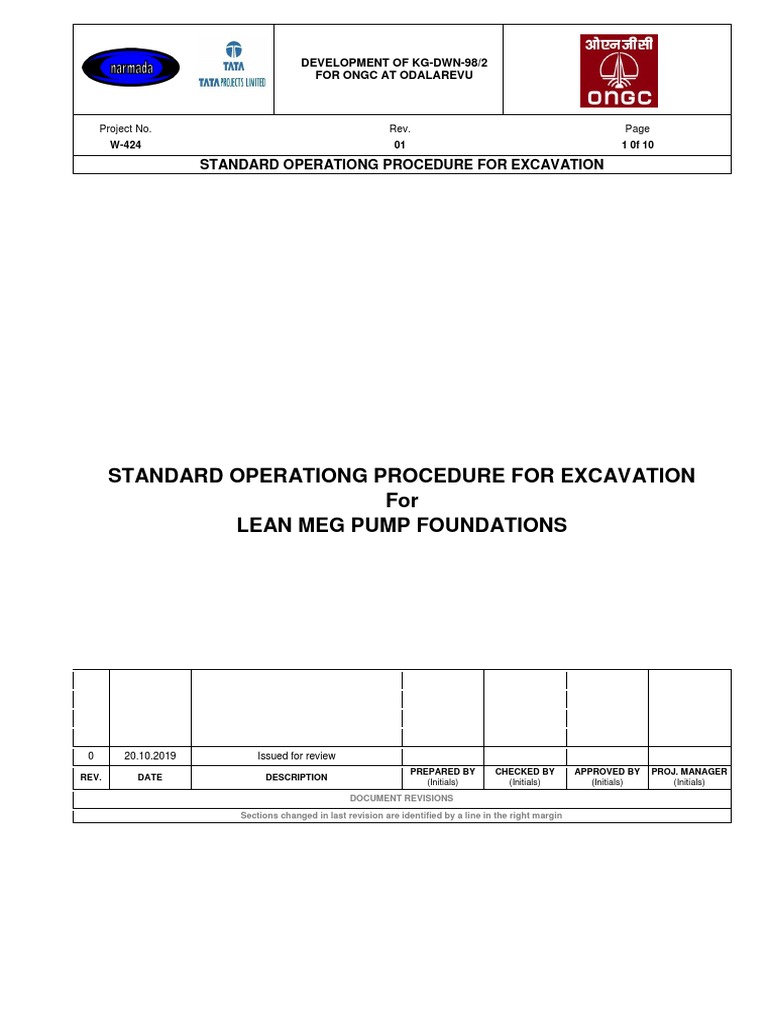 Standard Operating Procedure for Excavation Work | PDF | Excavation ...