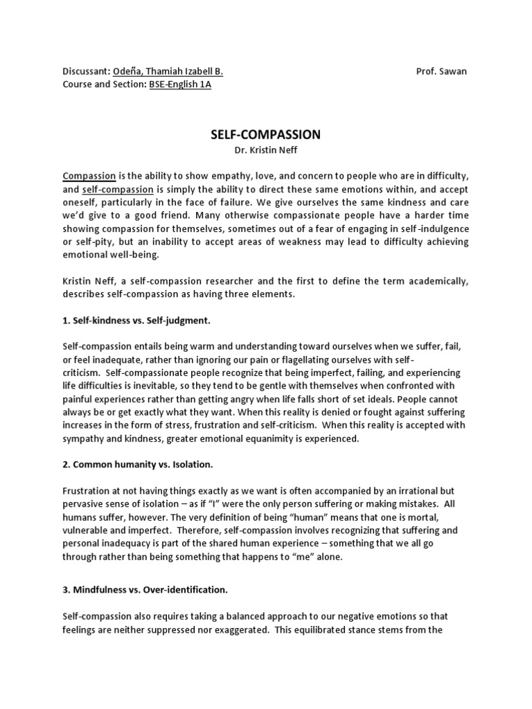 Understanding Self-Compassion Essentials | PDF | Compassion | Motivation