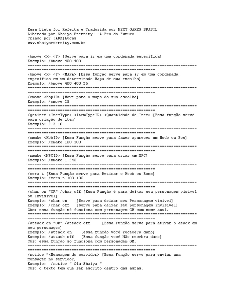Comandos de GM e Mapas Traduzido PDF | PDF | Gameplay de videogame | Design de jogo