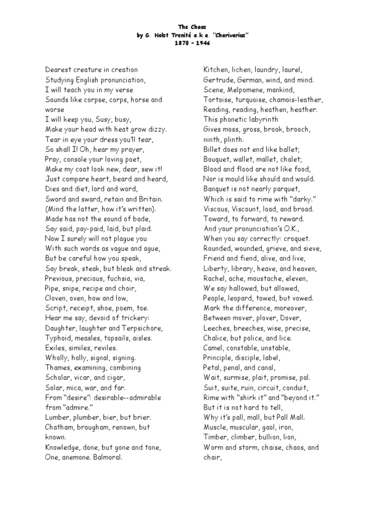 The Chaos by G. Nolst Trenité A.K.A. "Charivarius" 1870 - 1946 | PDF ...