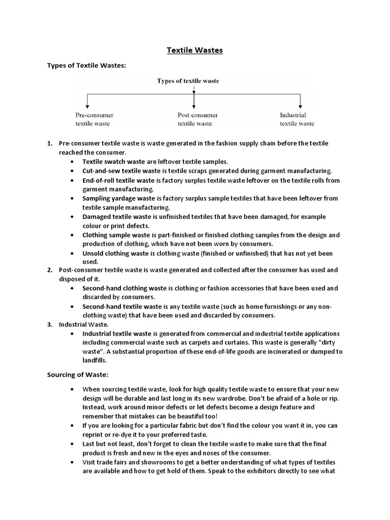 Types of Textile Wastes | PDF | Recycling | Textiles