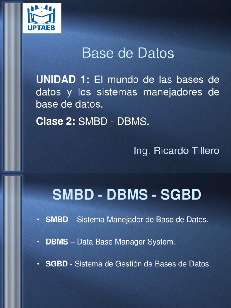 Introducción a SMBD y Bases de Datos | PDF | SQL | Bases de datos