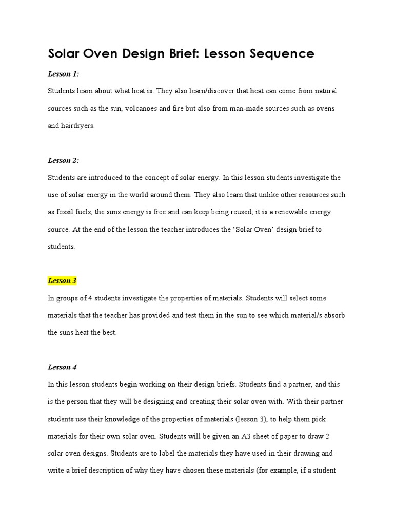 Solar Oven Design Project Overview | PDF | Sustainability | Renewable ...