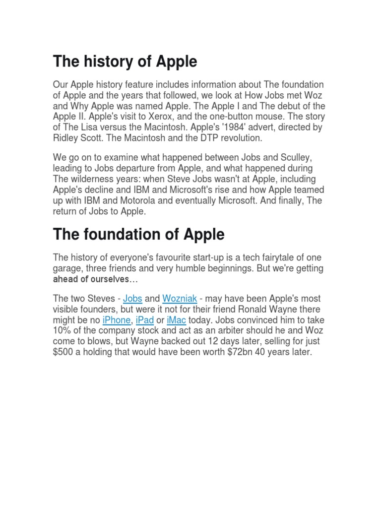 The History of Apple | PDF | Apple Inc. | Macintosh
