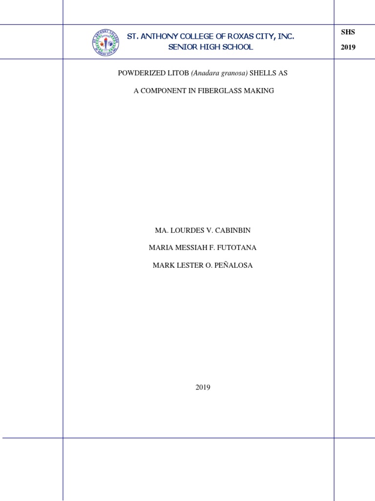 POWDERIZED LITOB (Anadara Granosa) SHELLS AS A Component in Fiberglass ...