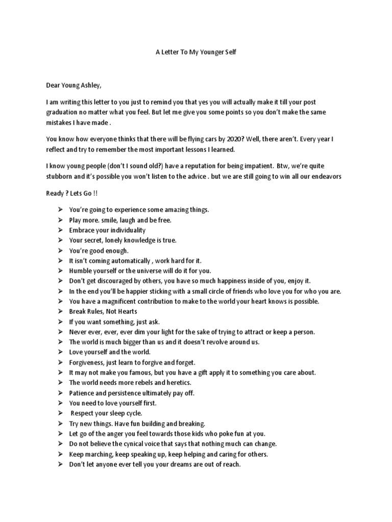 A Letter To My Younger Self | PDF | Love