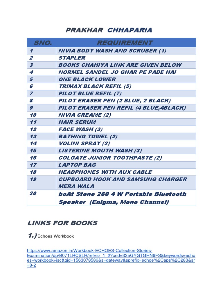 Prakhar Sno. Requirement: Chhaparia | PDF