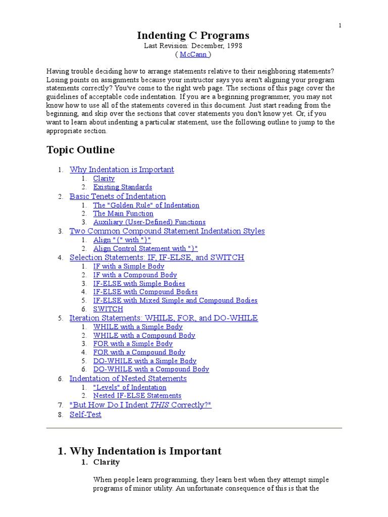 Indenting C Programs | PDF | Control Flow | Subroutine