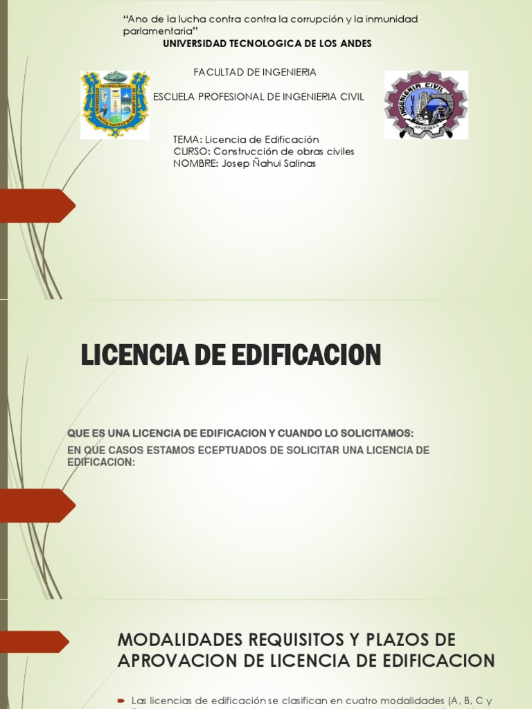 Licencia de Edificacion Diapositiva 2019 | PDF | Gobierno