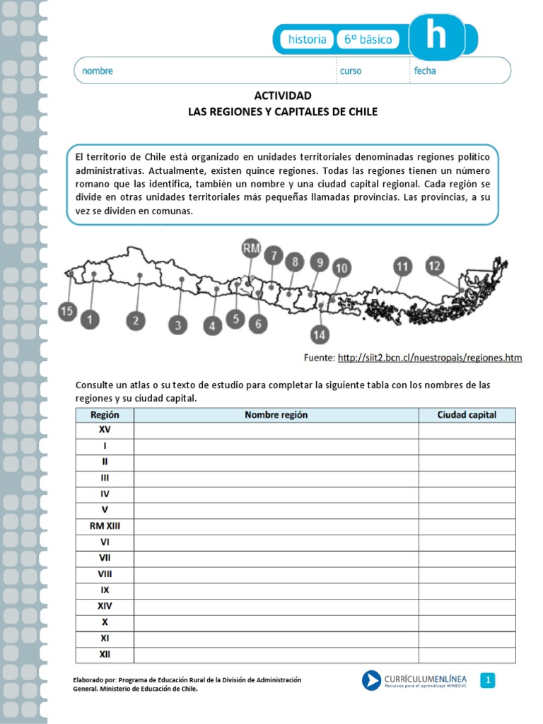 Guia Regiones y Capitales de Chile PDF | PDF