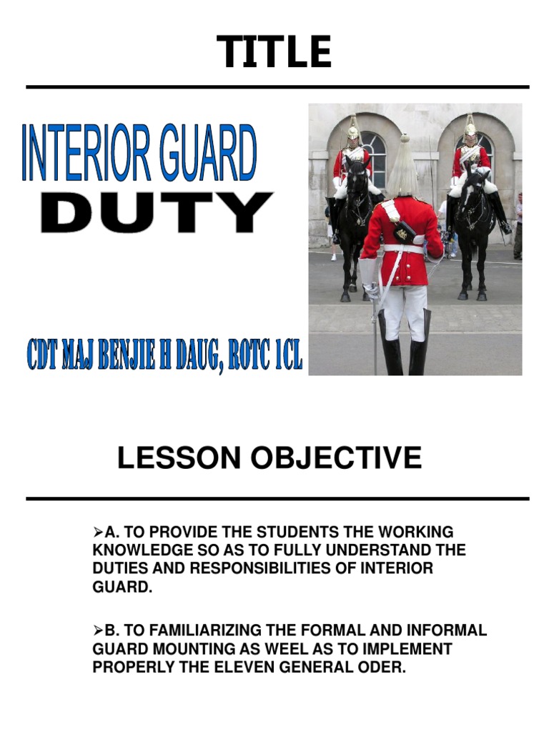 Interior Guard Duty | PDF | Officer (Armed Forces) | Commanding Officer