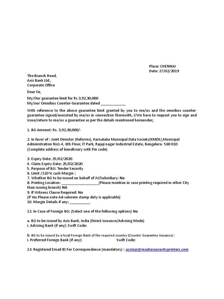 BG To Be Issued by A Local Foreign Bank of The Required Country ...