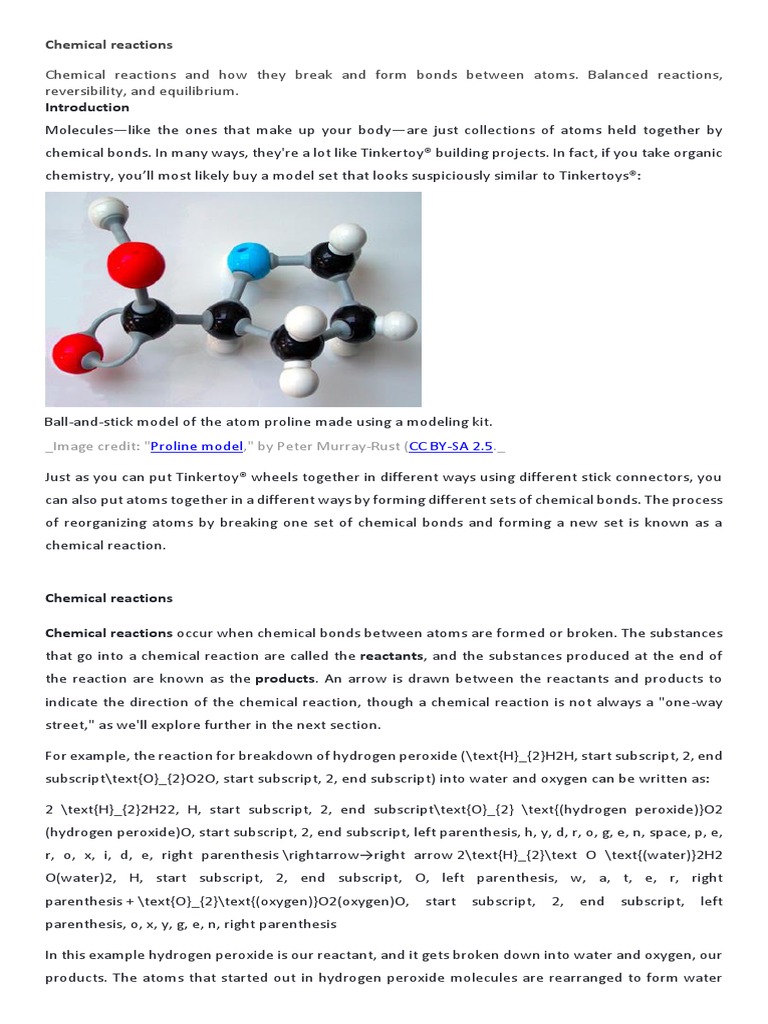 Chemical Reactions and How They Break and Form Bonds Between Atoms ...