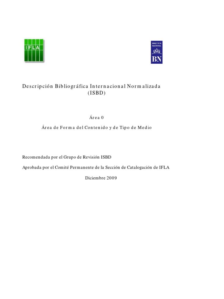 ISBD. Area 0. Forma Del Contenido y Tipo de Medio PDF | PDF | Imagen ...