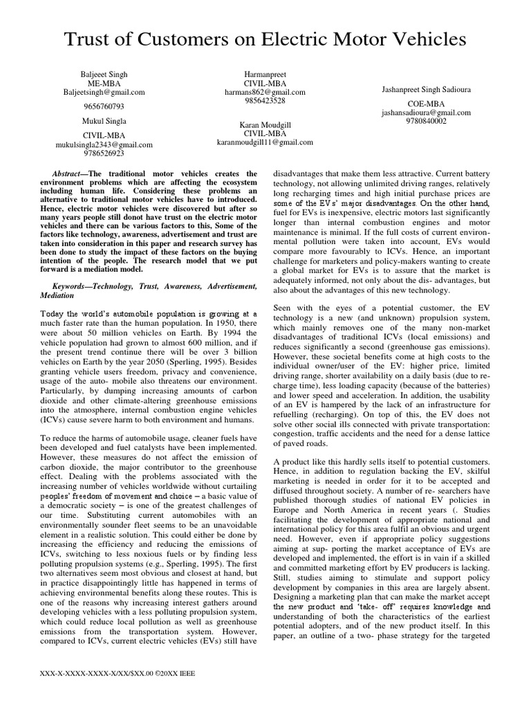 Group 12 Research Paper | PDF | Electric Vehicle | Engines