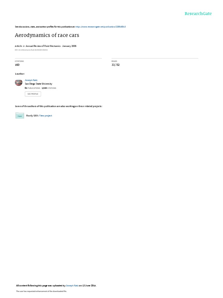 Aerodynamics of Race Cars | PDF | Wing | Airfoil