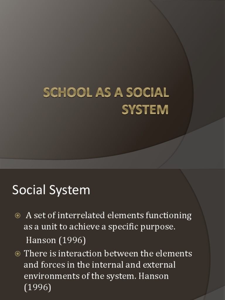 School As A Social System | Download Free PDF | System | Resource