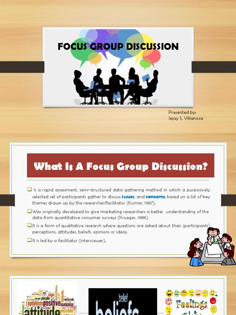 Focus Group Discussion: Presented By: Jejay S. Villanoza | PDF | Focus ...