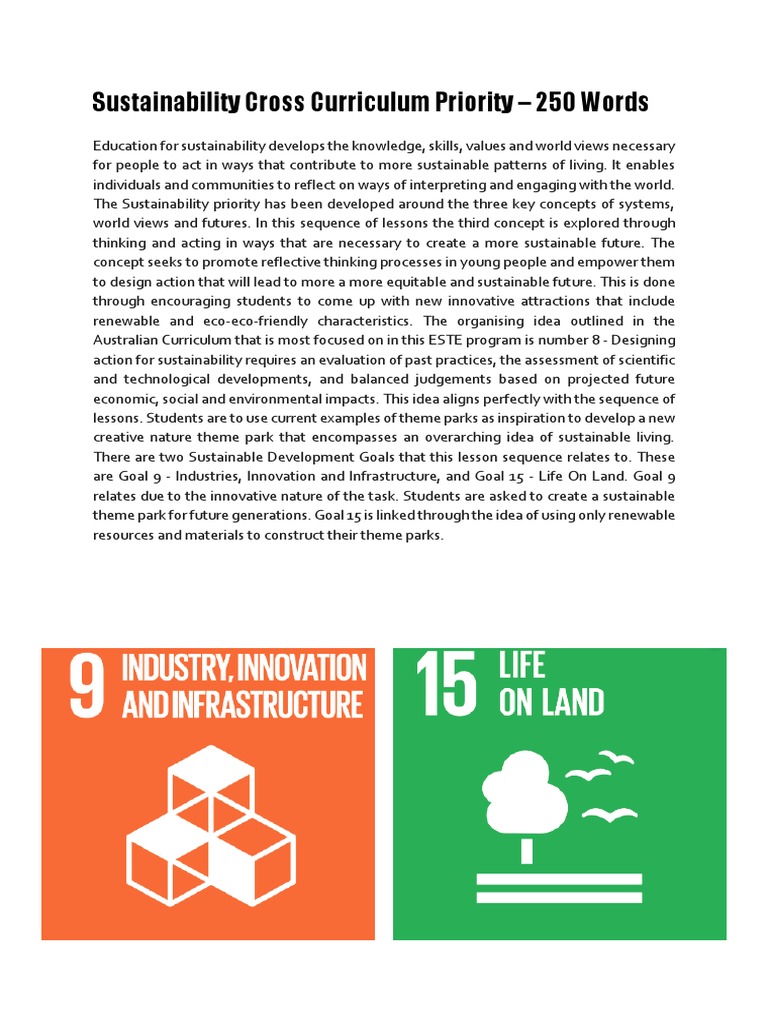 Sustainability Cross Curriculum Priority | PDF