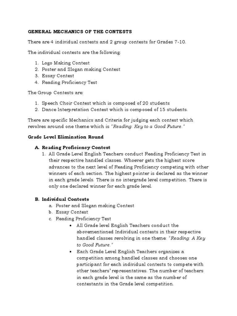 General Mechanics of The Contests | PDF