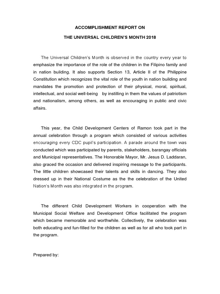 CDC Accomplishment Report | PDF