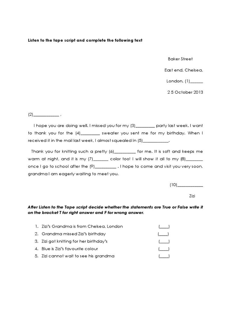 Listen To The Tape Script and Complete The Following Text | PDF
