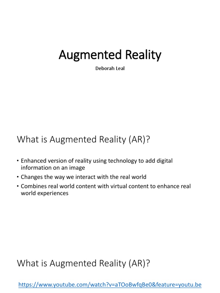Augmented Reality | PDF | Augmented Reality | Virtual Reality