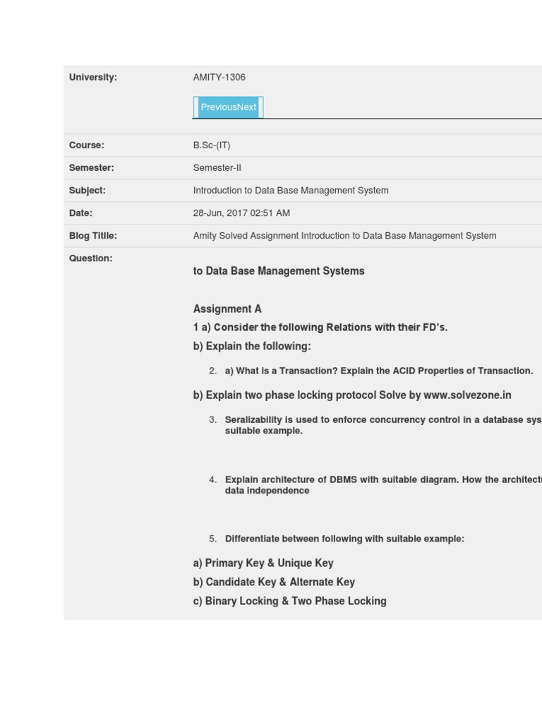 Assignment Bca DBMS | PDF | Data Model | Databases