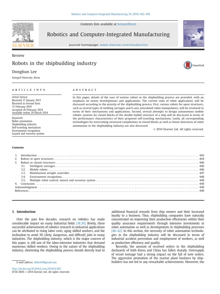 Robots in Shipbuilding Industry (1160) PDF | PDF | Robot | Robotics