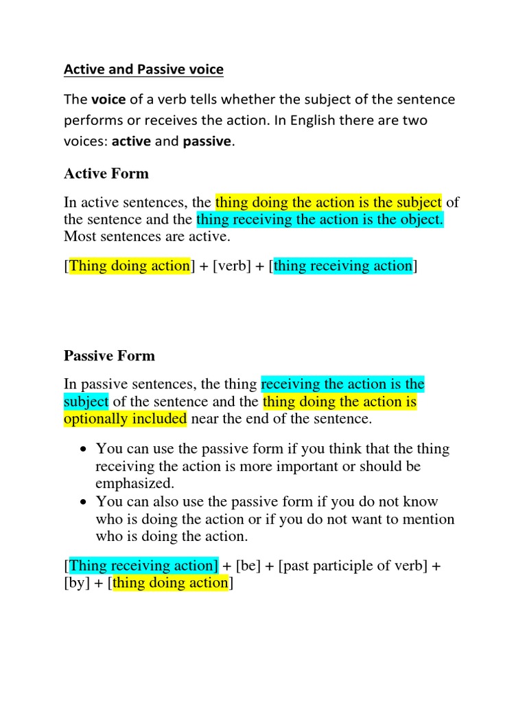Active and Passive Voice | PDF | Verb | Grammar