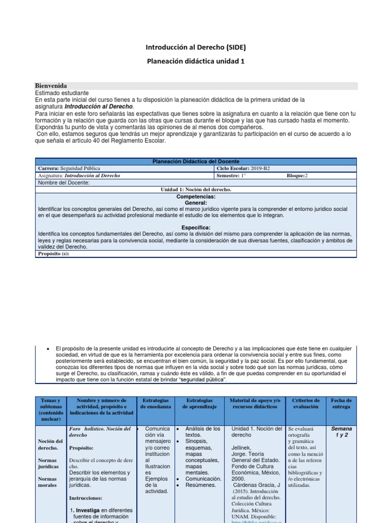 SIDE U1 Planeacion Didactica | PDF | Planificación | Sociedad