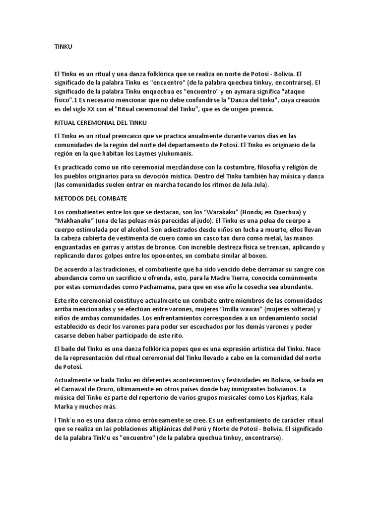 Tinku | PDF | Cultura de las Americas