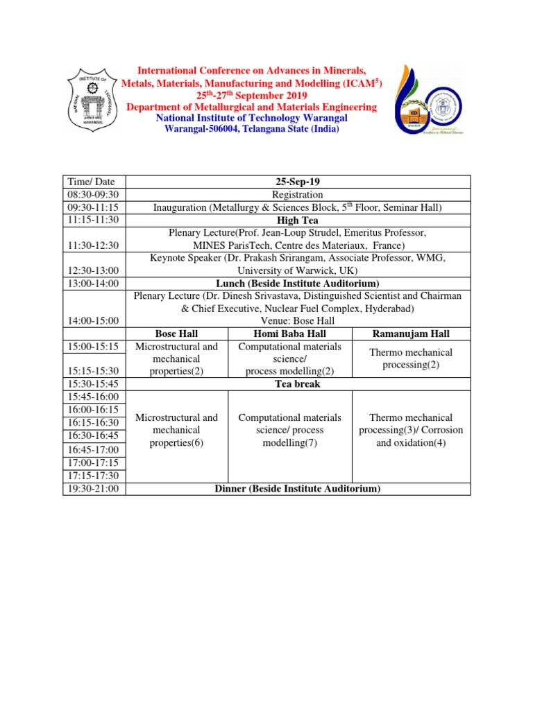 ICAM Schedule V6 | PDF | Metallurgy | Materials Science