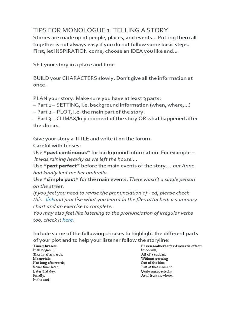 Tips For Monologue 1 | PDF