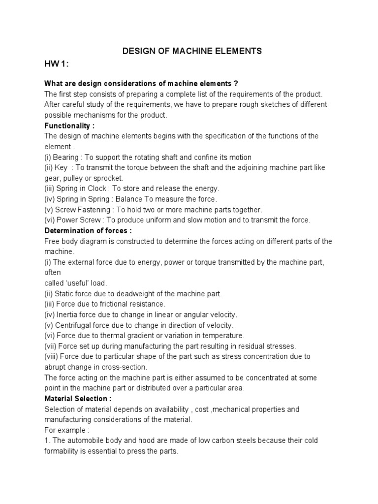 Machine Elements | PDF | Deformation (Engineering) | Strength Of Materials