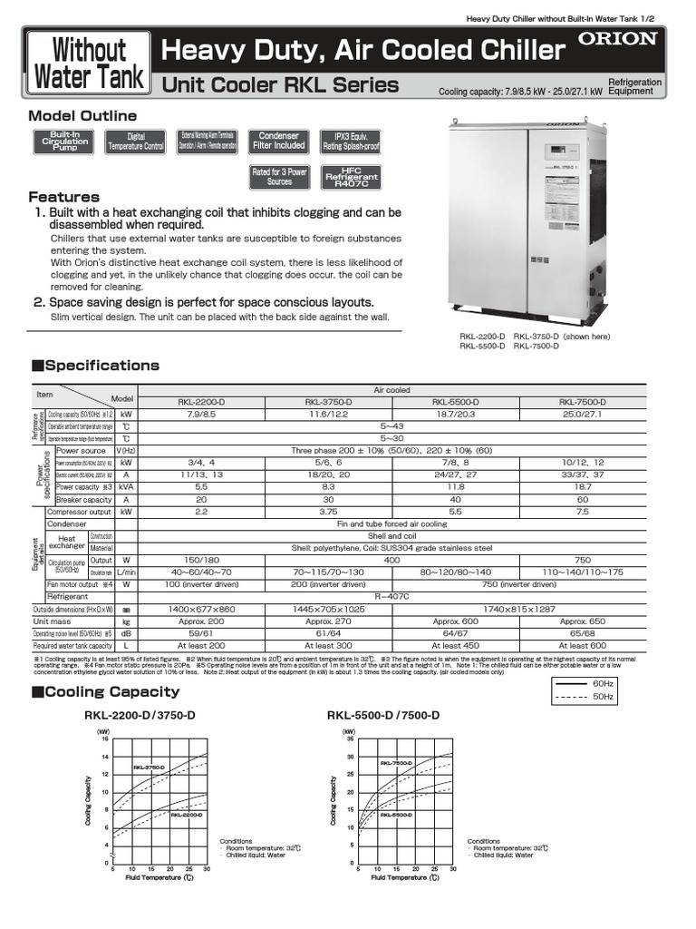 Ficha Técnica Orion RKL | PDF | Air Conditioning | Heat Exchanger