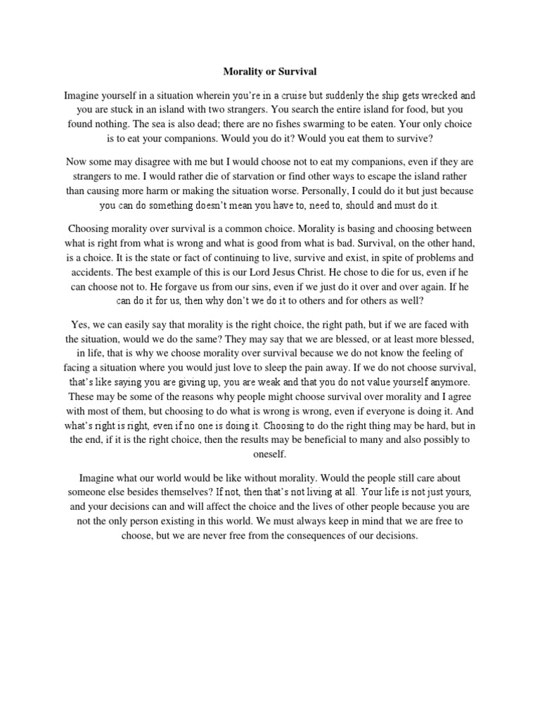 Morality over Survival: Choosing What's Right | PDF | Morality ...