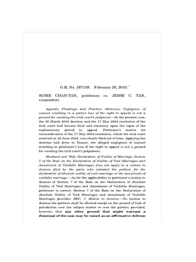 Chan-Tan v. Chan PDF | PDF | Annulment | Judgment (Law)